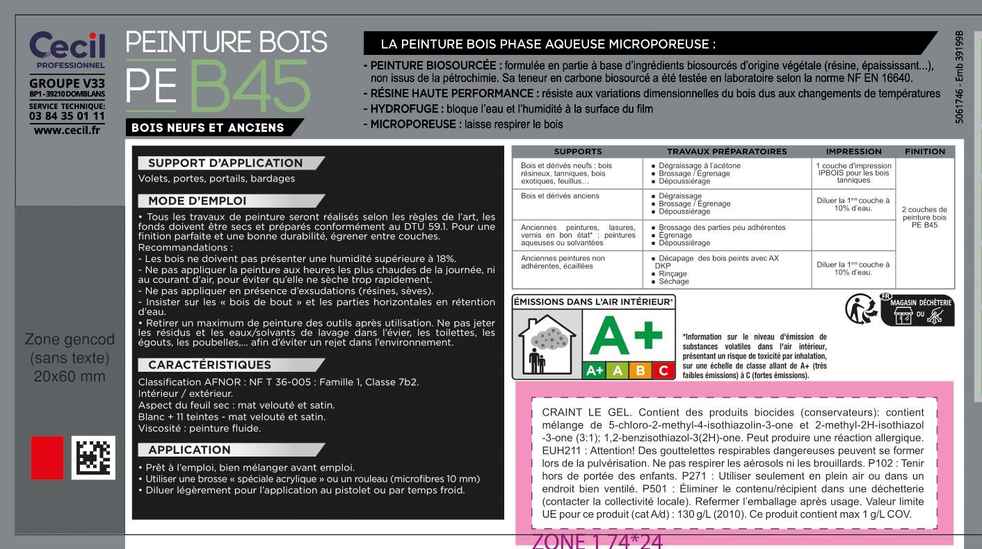 PE B45 Peinture bois haute performance - Cecil Professionnel ...